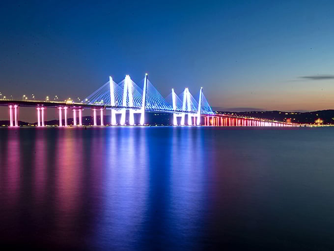 Those color-changing lights turn the bridge into a nightly light show that puts Times Square to shame.