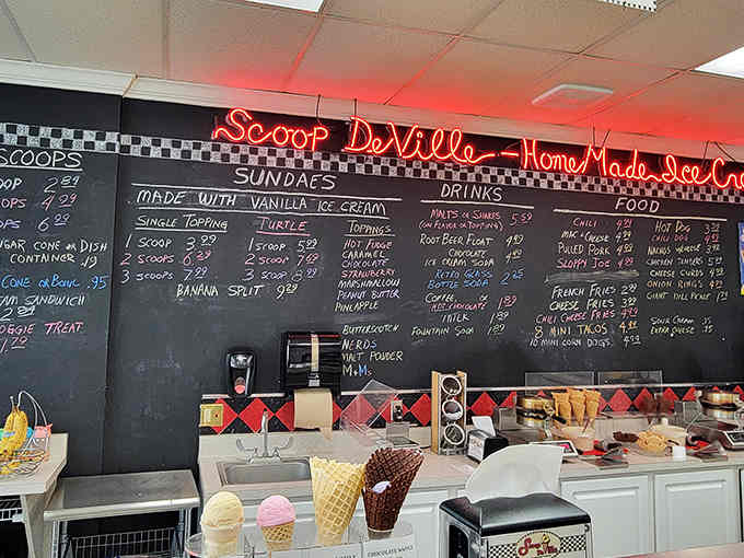 When the menu board glows in neon red, you know the ice cream inside means serious business.