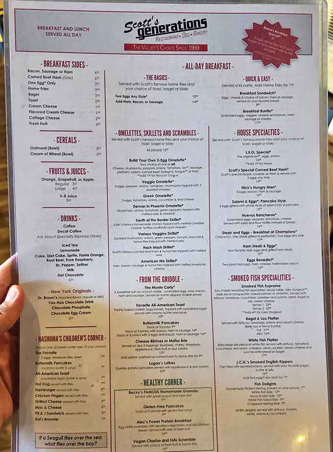 This menu reads like a greatest hits album where every track is a certified banger.
