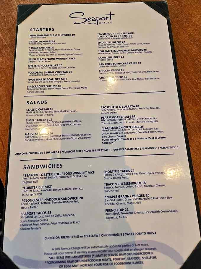 This menu reads like a greatest hits album of New England seafood, and every track is a winner.