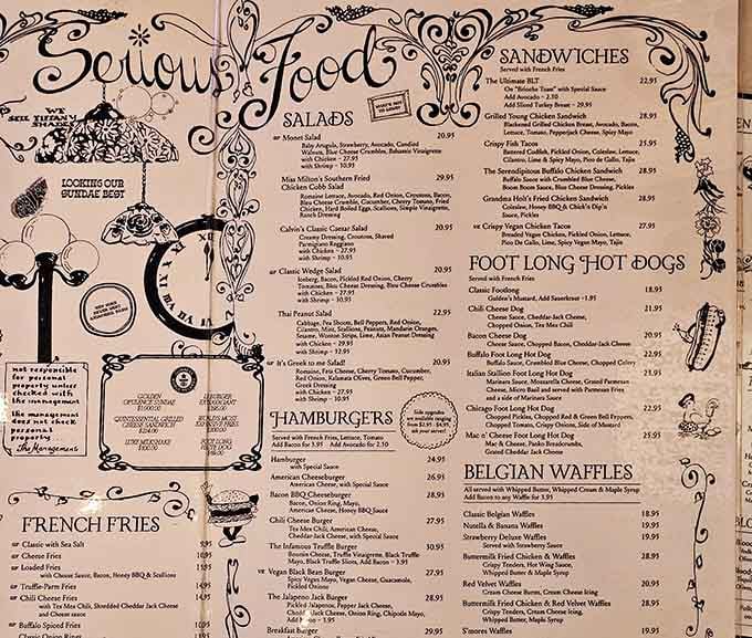 That menu reads like a storybook illustrated by someone who clearly never heard the phrase "less is more."