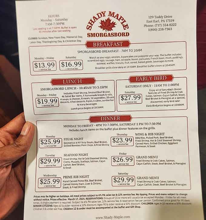 This menu reads like a choose-your-own-adventure book, except every ending involves you needing a nap afterward.