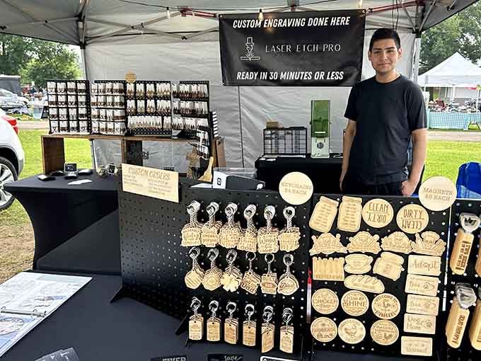 Custom engraving transforms ordinary keychains into personalized treasures faster than you can say "I'll take three."