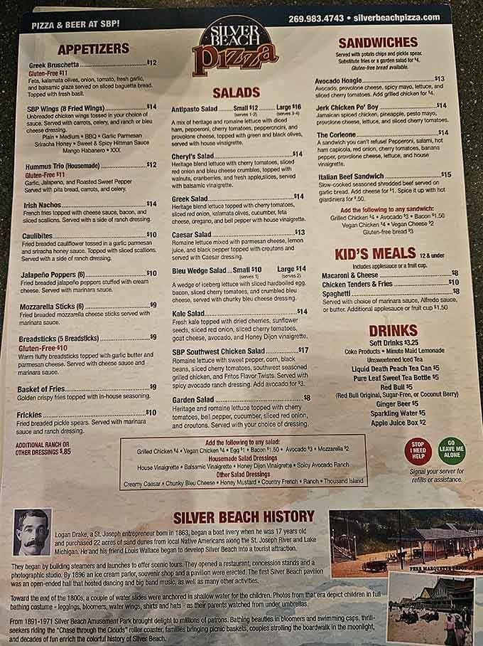 The menu reveals everything from Greek Bruschetta to Jerk Chicken Po' Boys &ndash; proof that pizza places can multitask beautifully.