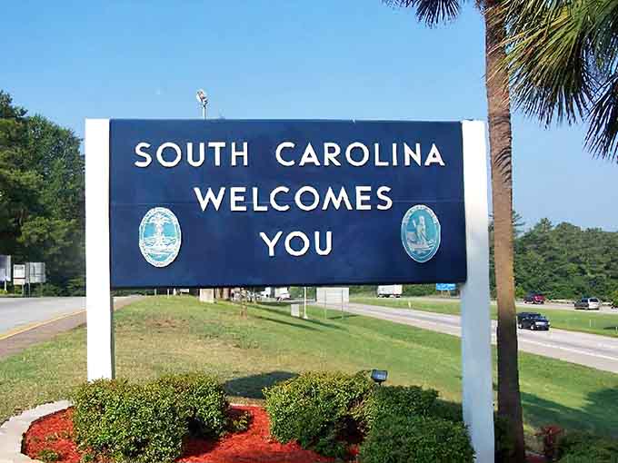 The palmetto tree logo says it all: you've officially entered a state that knows how to live right.