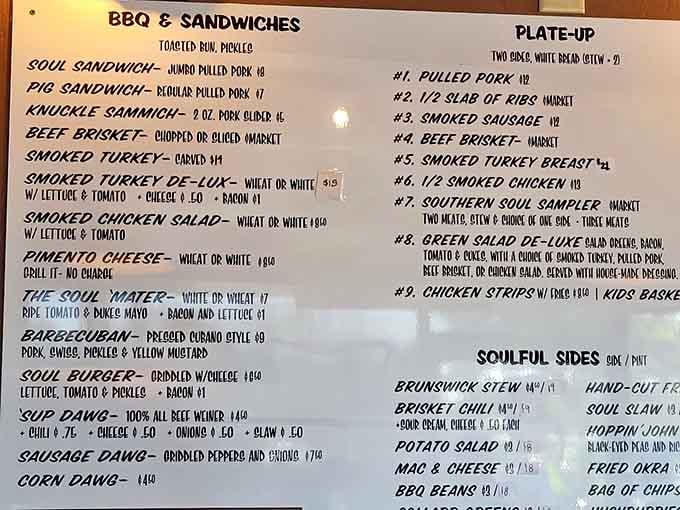 This menu reads like a love letter to smoked meat, and every word is pure poetry.