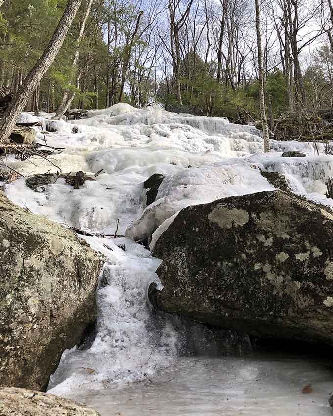 When Spirit Falls freezes solid, it becomes an ice sculpture that would make Disney's animators weep with envy.