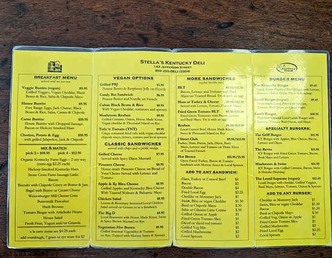 This menu reads like a greatest hits album, offering everything from breakfast burritos to specialty burgers with creative twists.