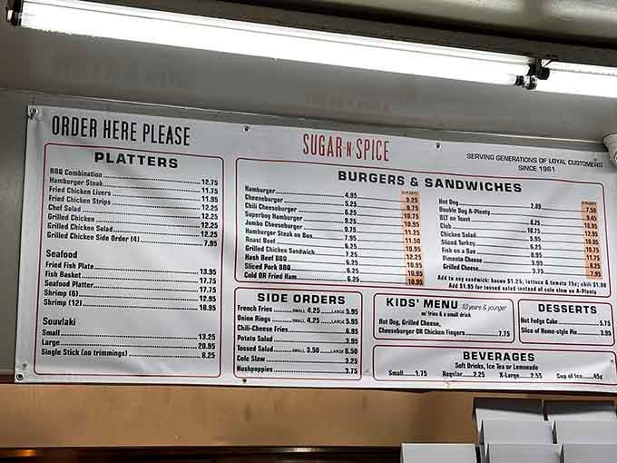 Simple menus are often the best menus, where every item has earned its place through years of satisfied customers.