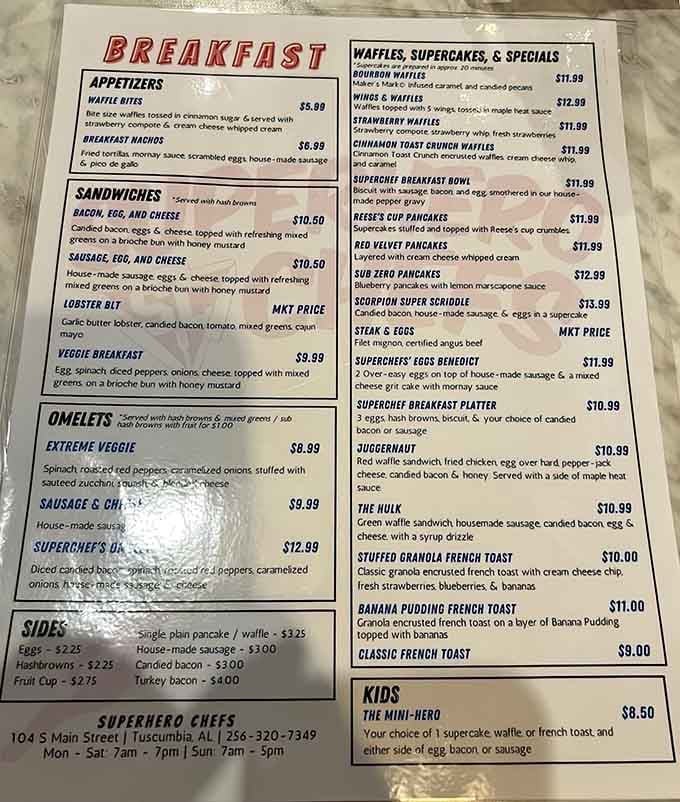 When menu items have names like "The Hulk" and "Juggernaut," you know someone's having fun in that kitchen.