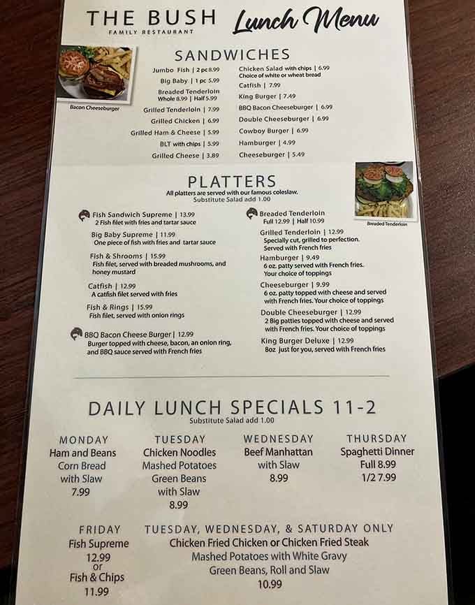 The menu reads like a love letter to comfort food, with daily specials that rotate like old friends.