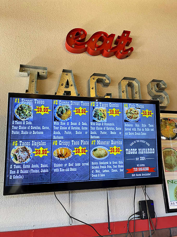 When "Eat Tacos" is literally spelled out above the menu, you know they're not messing around here.