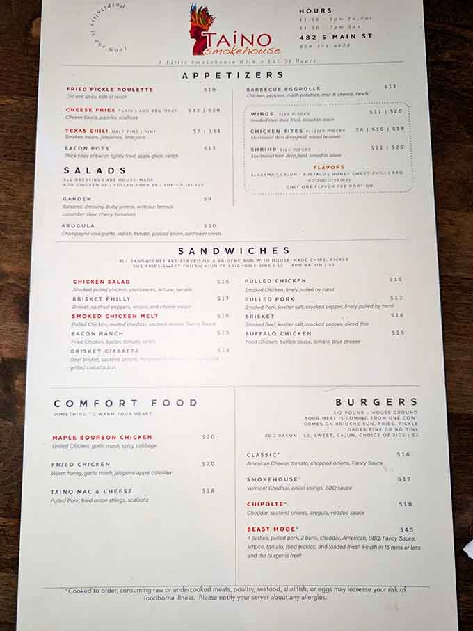 This menu reads like a love letter to smoked meats, and trust me, it's a romance worth pursuing.