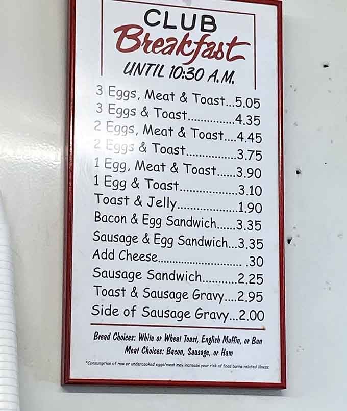 Breakfast prices that look like they're from 1985, except this menu is actually current and gloriously real.