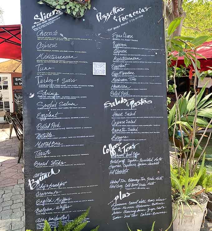 That chalkboard tells the delicious story of what's cooking, written in script that's actually legible for once.