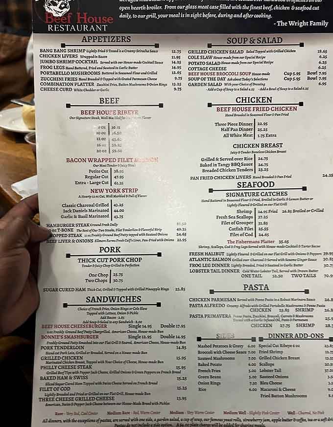 When a menu features ribeye this prominently, you know they're serious about their craft and their namesake.