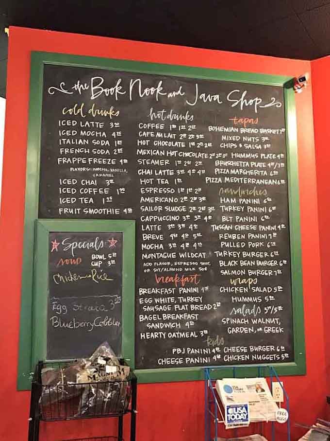 This handwritten menu board proves good things come to those who read, then eat and drink well.