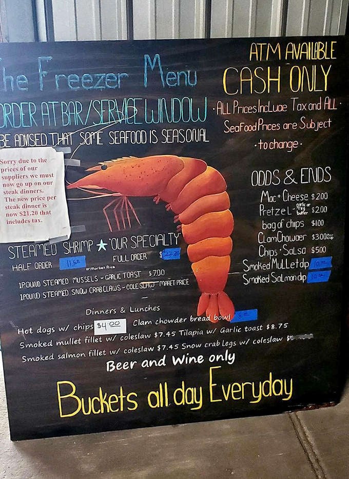 Handwritten menus and seasonal warnings mean they're serving what's actually fresh, not what's frozen in back.