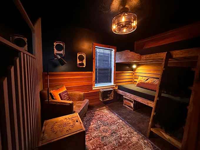 Cozy cabin interiors blend rustic charm with modern comfort for the perfect post-spa retreat experience.