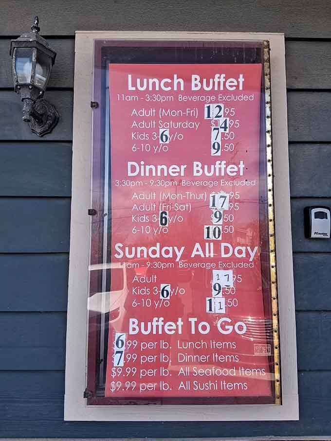 The menu board lays out your options, though let's be honest, you're getting everything anyway.