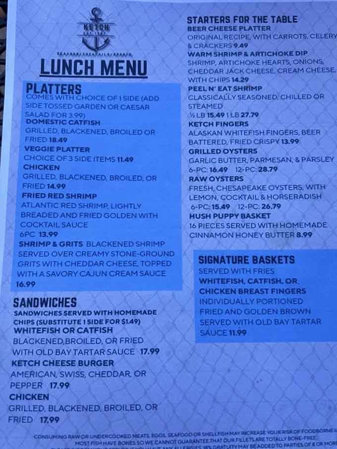 This menu reads like a love letter from the Atlantic Ocean, written specifically for landlocked Kentucky seafood lovers everywhere.