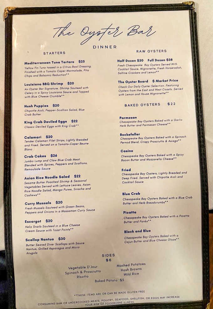 This menu reads like a love letter to the ocean, written by people who actually know what they're doing.