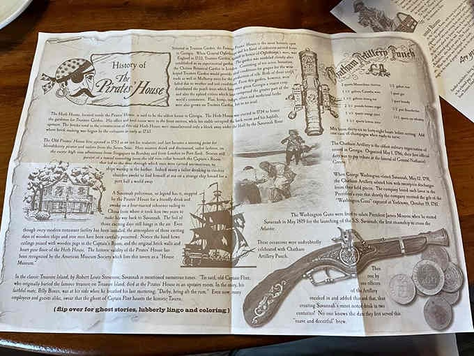 This menu doubles as a history lesson, complete with illustrations that transport you back to swashbuckling days of yore.