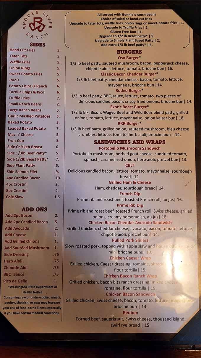 This menu doesn't play around: exotic meats, candied bacon, and enough burger options to require a strategy session.