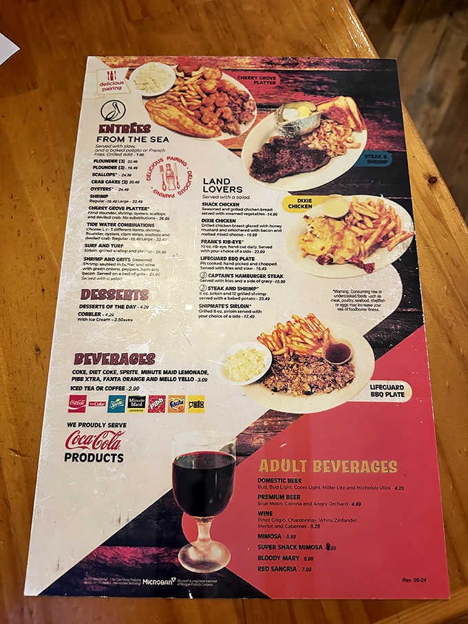 When the menu features this many fried options, you know you're in the right place for coastal indulgence.