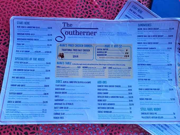 This menu reads like a greatest hits album of Southern comfort, and trust me, there are no B-sides here.