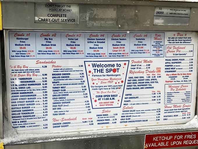 This menu board is your roadmap to happiness, featuring every diner classic that's ever made you smile.