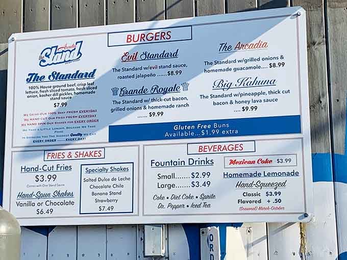 This menu board is refreshingly honest: great burgers, hand-cut fries, and shakes worth the brain freeze.