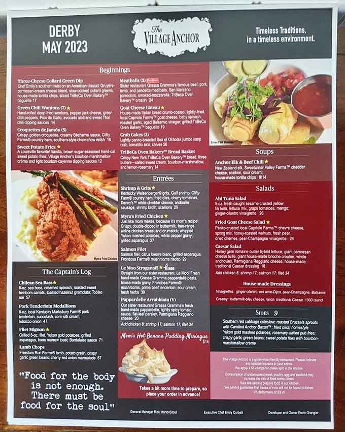 When a menu quotes "Food for the body is not enough, there must be food for the soul," you know you're in good hands.