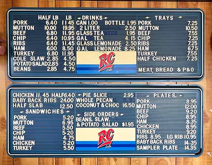 When the menu board looks like a barbecue love letter, you know you're in the right place.