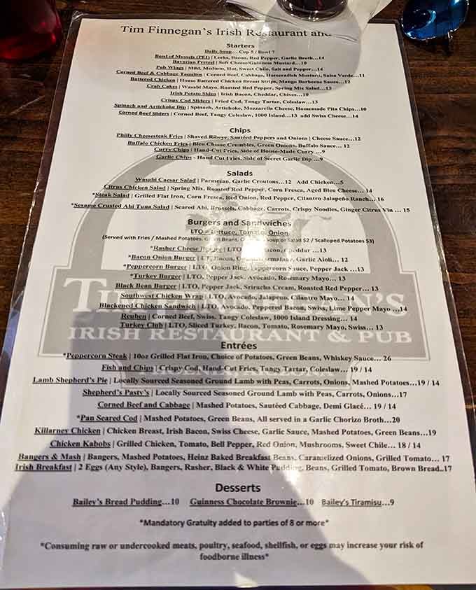 This menu reads like a love letter to Ireland, with every classic dish ready to transport your taste buds.