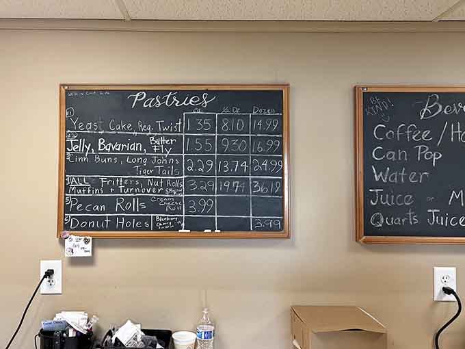 Chalkboard menus never lie: they're the honest brokers of the bakery world, promising delicious decisions ahead.