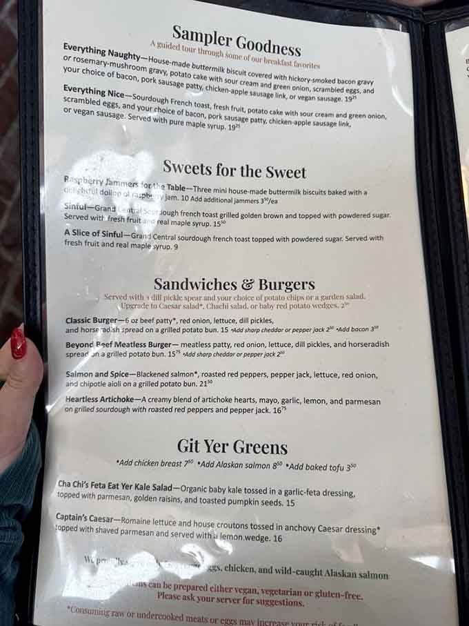 The menu reads like a choose-your-own-adventure book, except every ending involves you being deliciously satisfied.