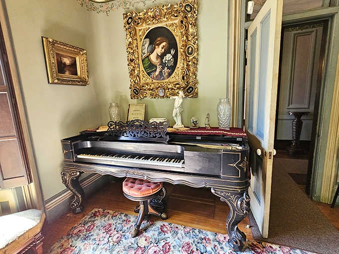 That ornate piano has witnessed more dinner parties than your group chat has seen drama.