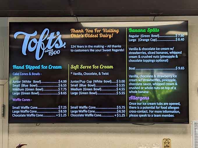 The menu board reveals portion sizes that redefine "small" and flavor options that'll make decision-making delightfully difficult.