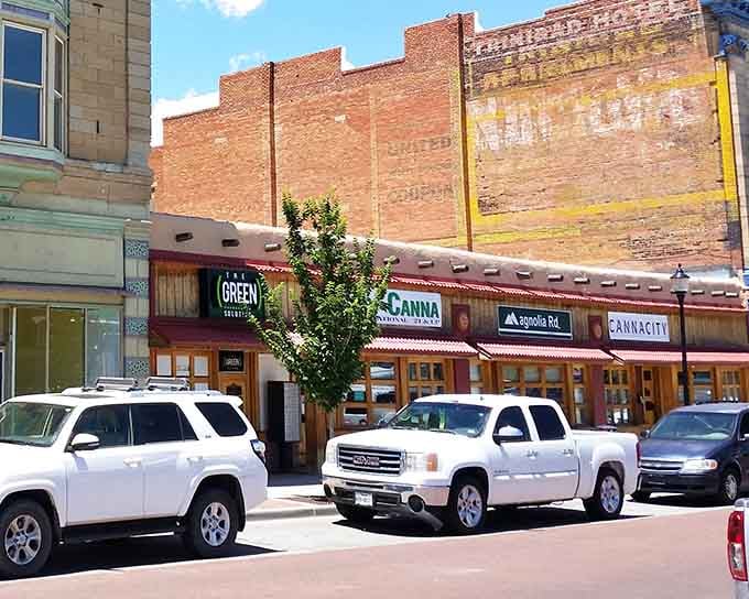 Downtown Trinidad's historic storefronts remind you that charm doesn't require a million-dollar price tag to maintain.