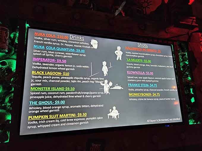 The drink menu reads like your favorite graphic novel, each cocktail a character waiting to be discovered.
