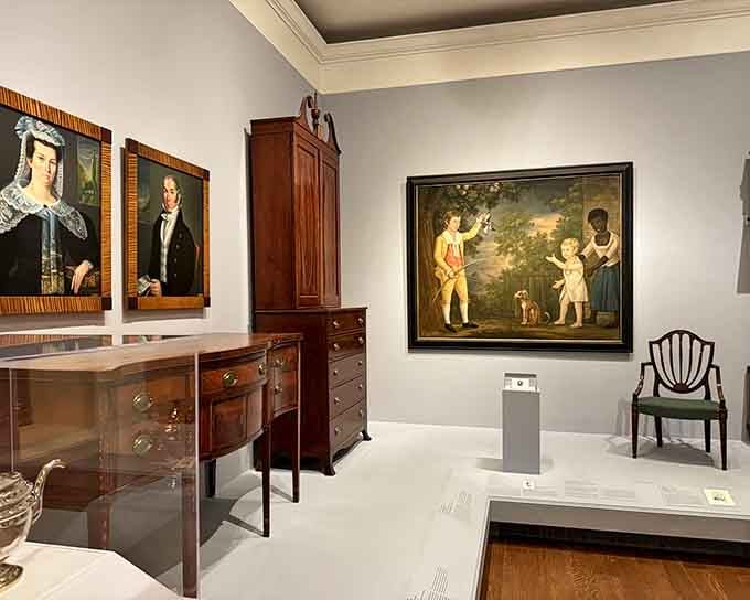American furniture and paintings coexist peacefully here, proving that decorative arts and fine arts can absolutely share the same room.