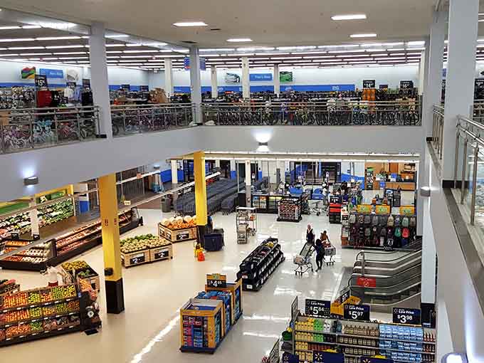 Standing on the second floor looking down feels like being in a retail amphitheater of abundance.
