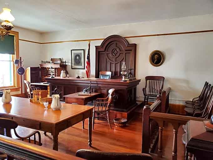 This courtroom once dispensed frontier justice, and apparently some cases are still being argued by unseen participants.