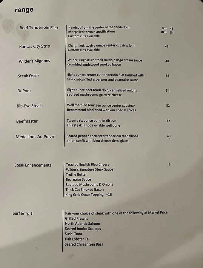 This menu reads like a love letter to beef, with options ranging from classic to gloriously over-the-top.