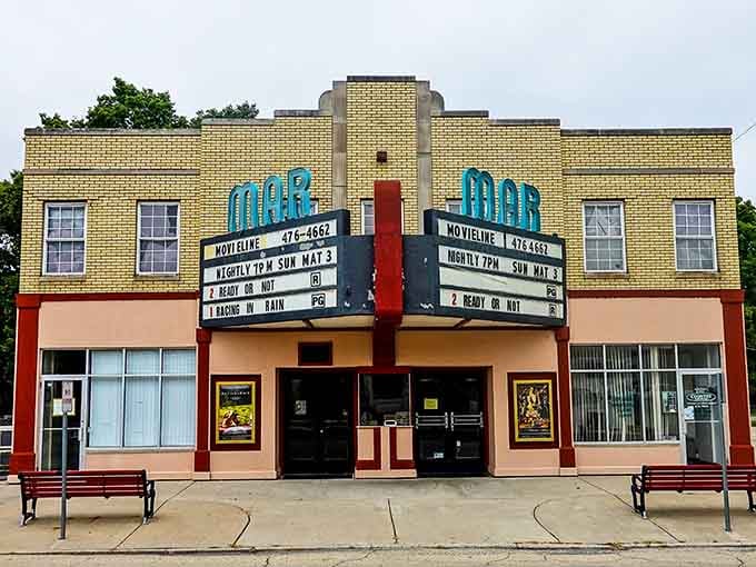The Eagle Theatre's art deco facade proves that small towns knew how to make movie night feel special.