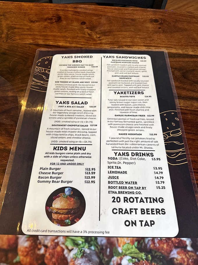 When the menu promises smoked meats and creative burgers, you know someone's taking their roadside game seriously here.