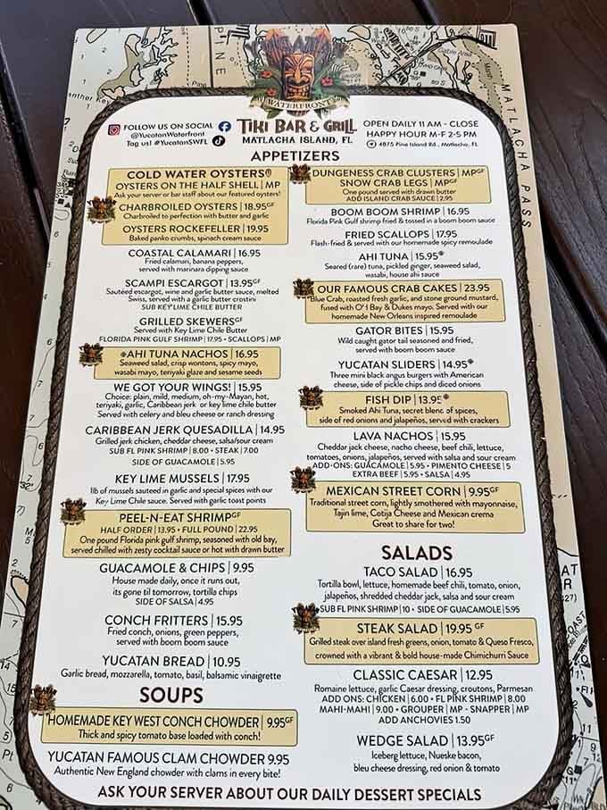 This menu reads like a love letter to the sea, with enough variety to make even the pickiest eater surrender.