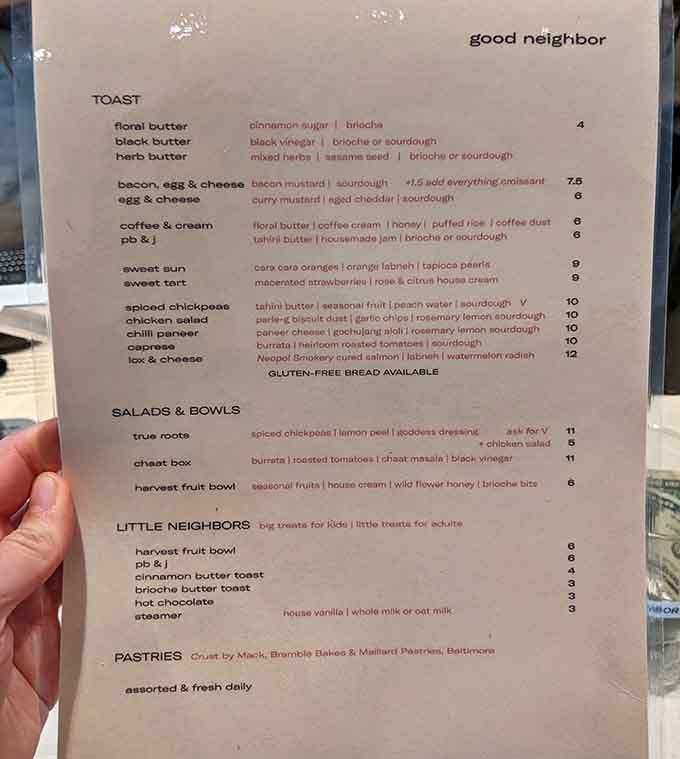 This menu reads like poetry for the perpetually hungry, with toast elevated to an art form worth framing.