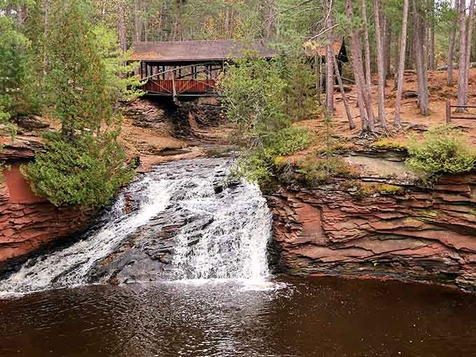 That rusty-red volcanic rock and white rushing water create a color combo that would make any artist jealous.